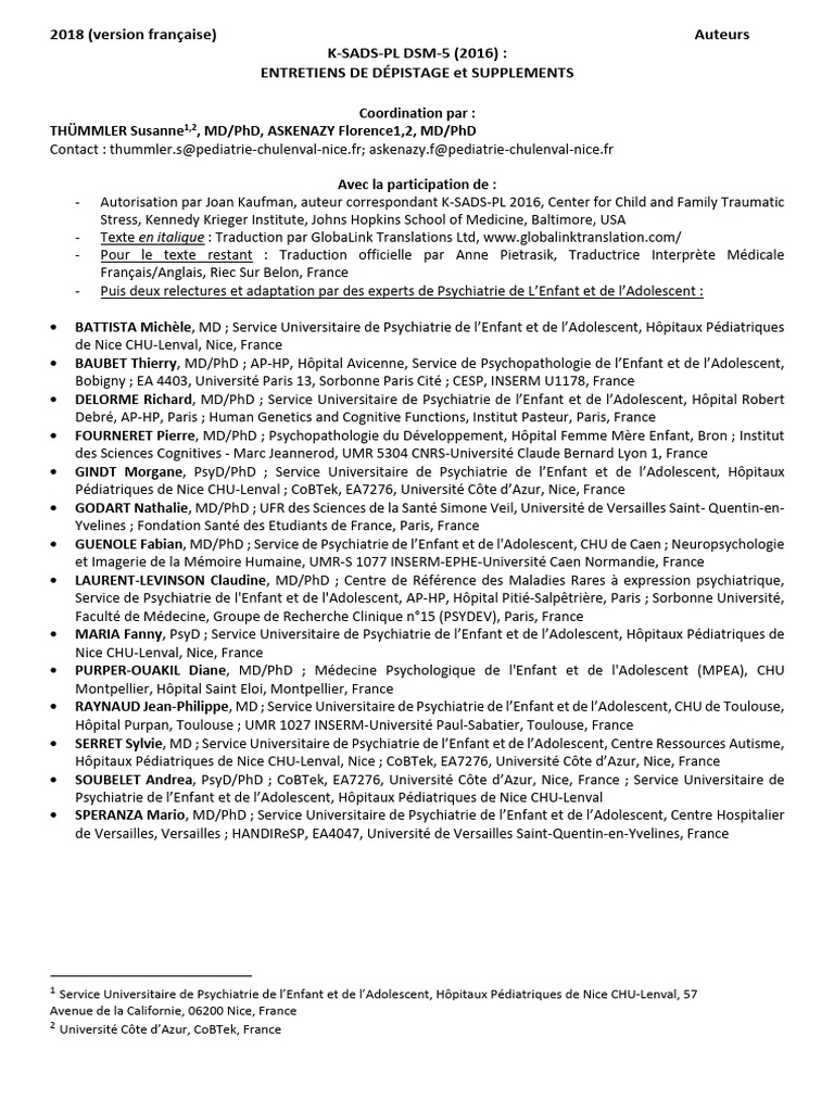 Ksads Supplément | PDF