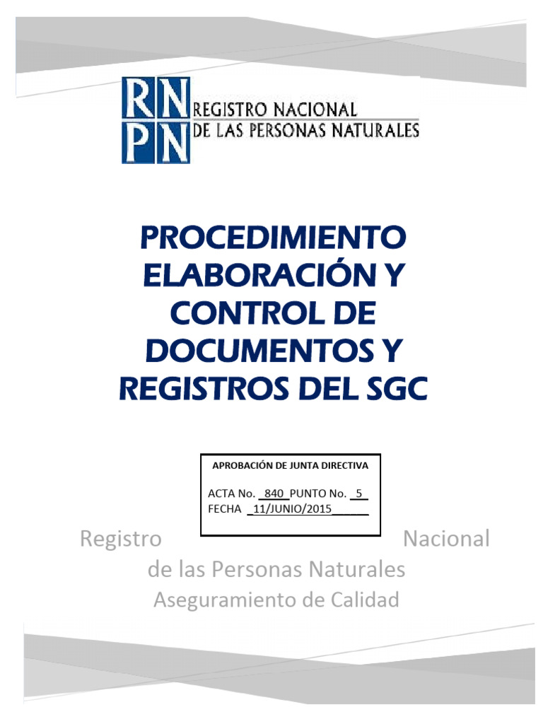 Procedimiento Elaboración y Control de Documentos y Registros Del SGC | PDF