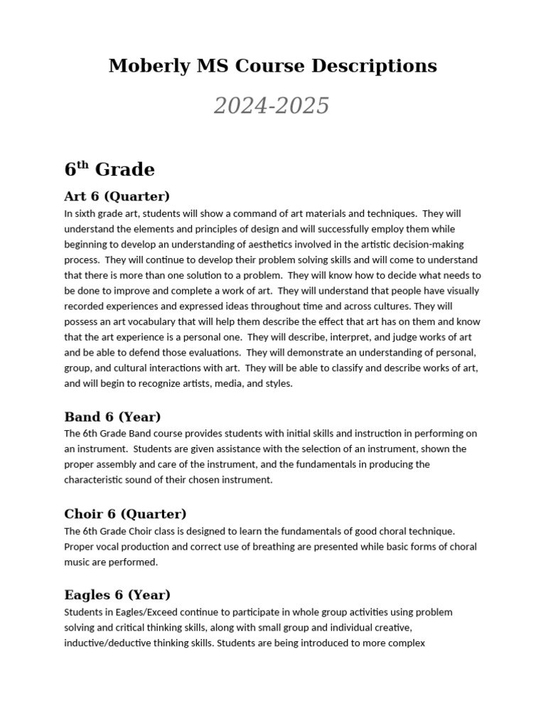2024-25 Course Descriptions | PDF