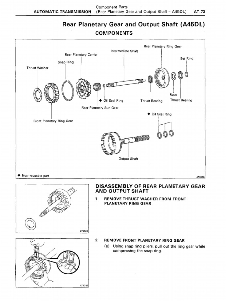 Rear Planetary Gear and Output Shaft (A45DL) | PDF