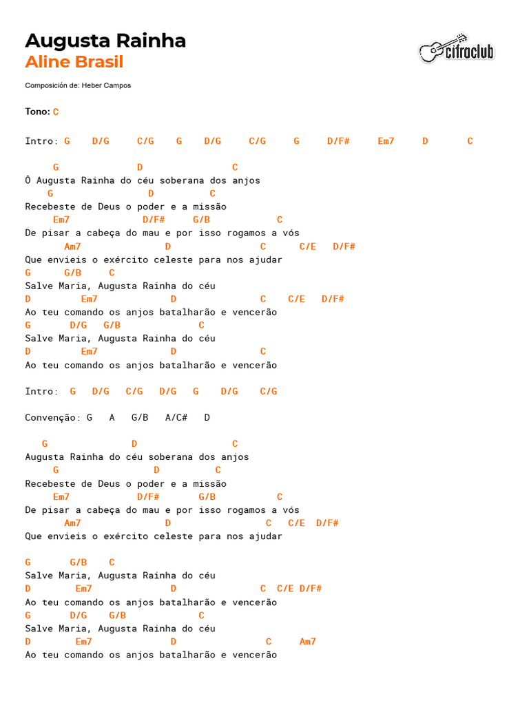 Cifra Club - Aline Brasil - Augusta Rainha | PDF