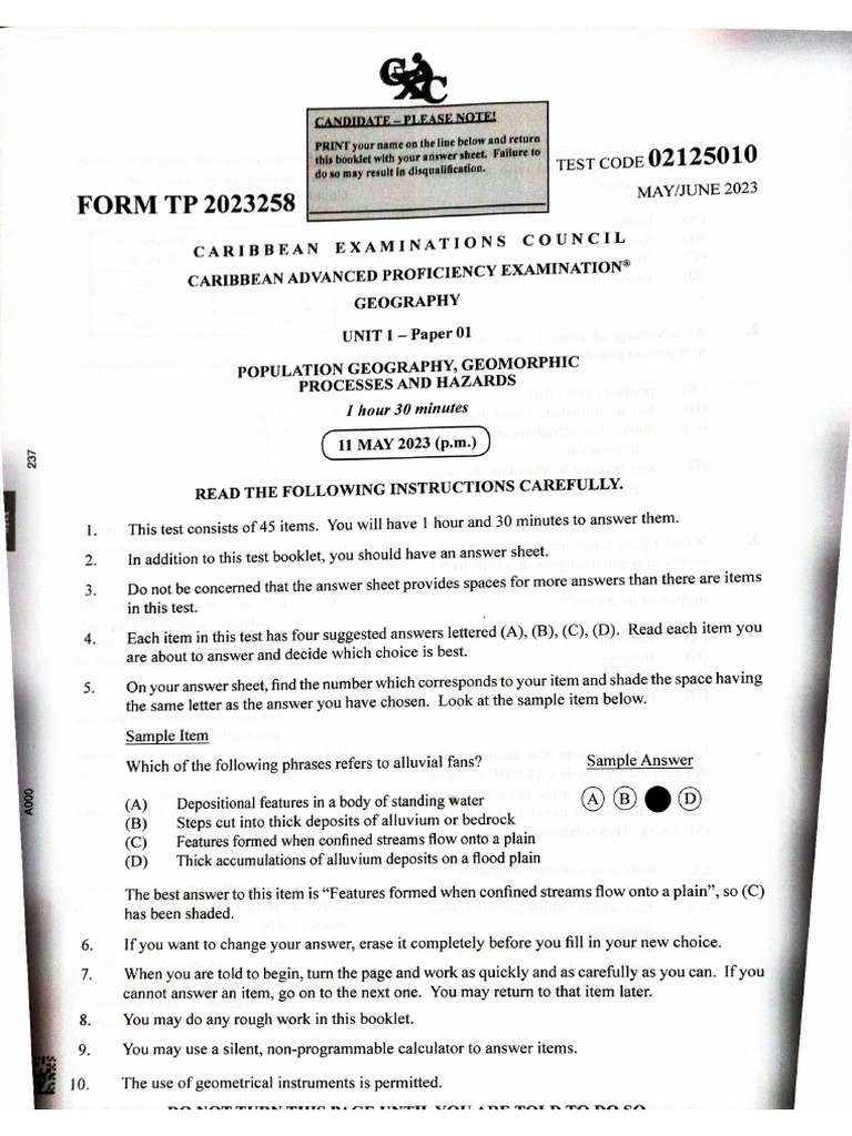 Cape Geo U1 P1 2023 | PDF