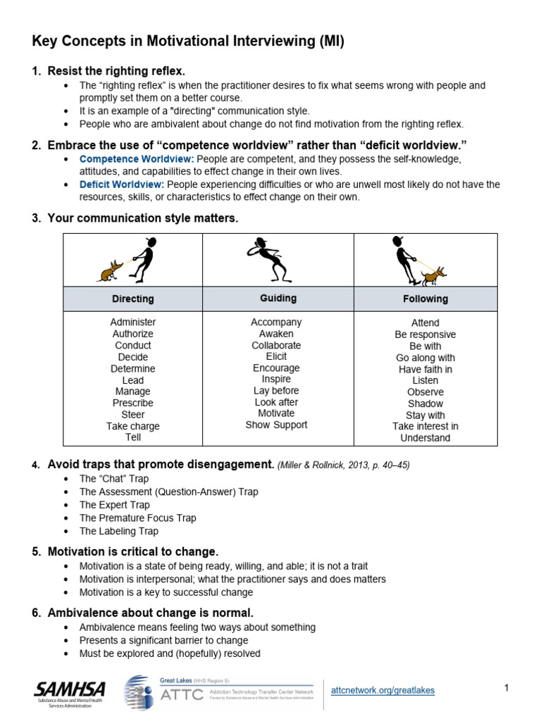 F2. Handout - Key Concepts of MI+OARS Quick Guide - 508 - Kms | PDF ...