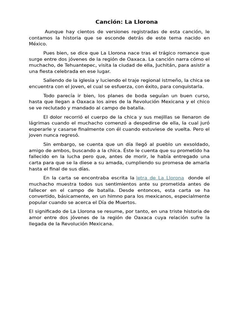 Cancion: La Llorona | PDF