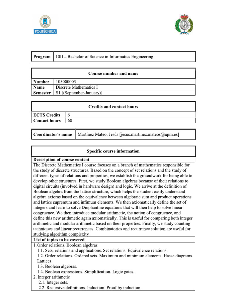 Math Elective Syllabus | PDF