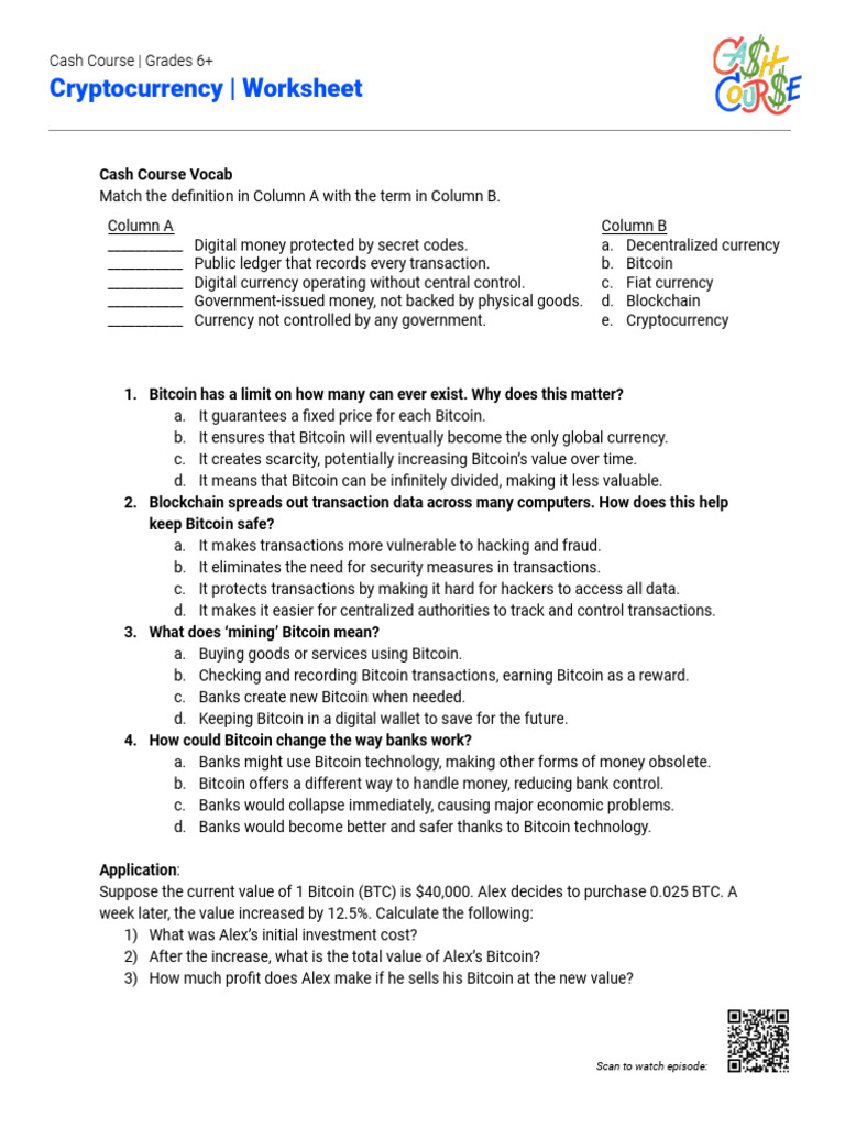 Cryptocurrency - Worksheet | PDF
