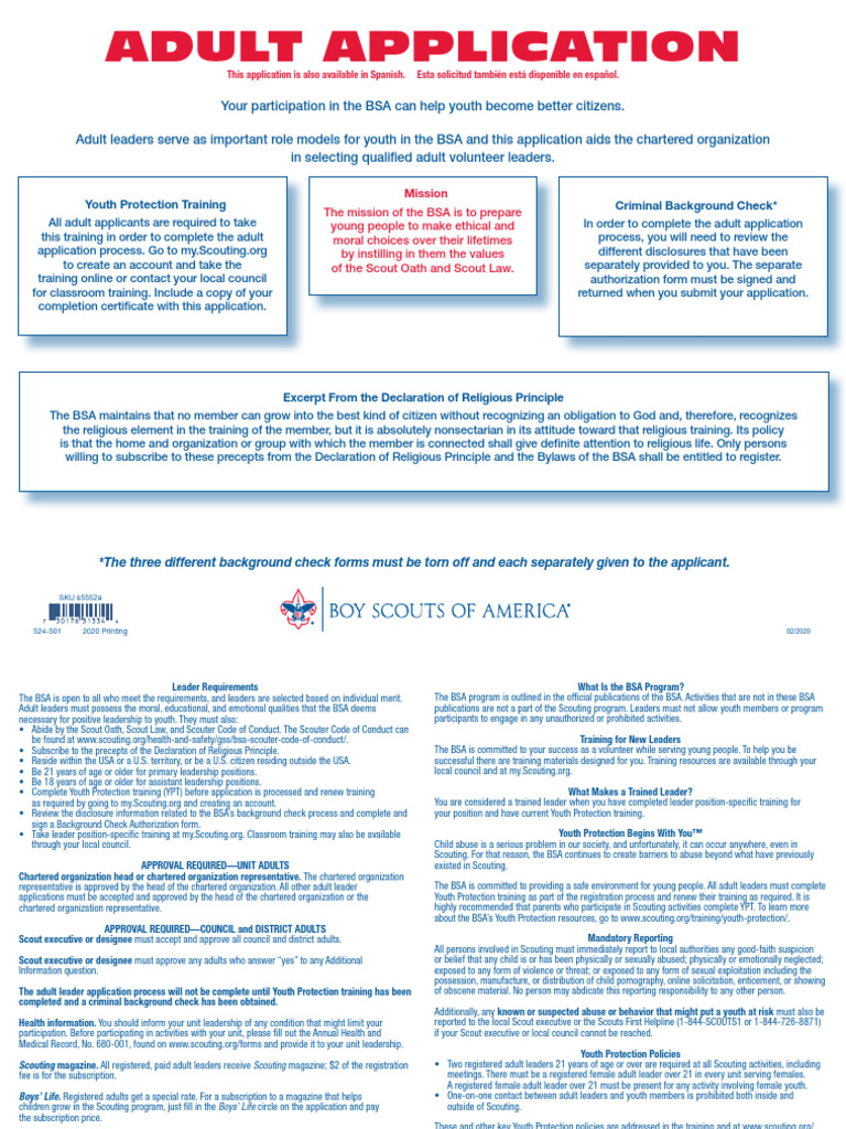 Adult Application | PDF | Boy Scouts Of America | Identity Document