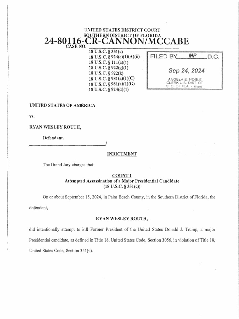 Routh - Indictment - 9-24-24 | PDF