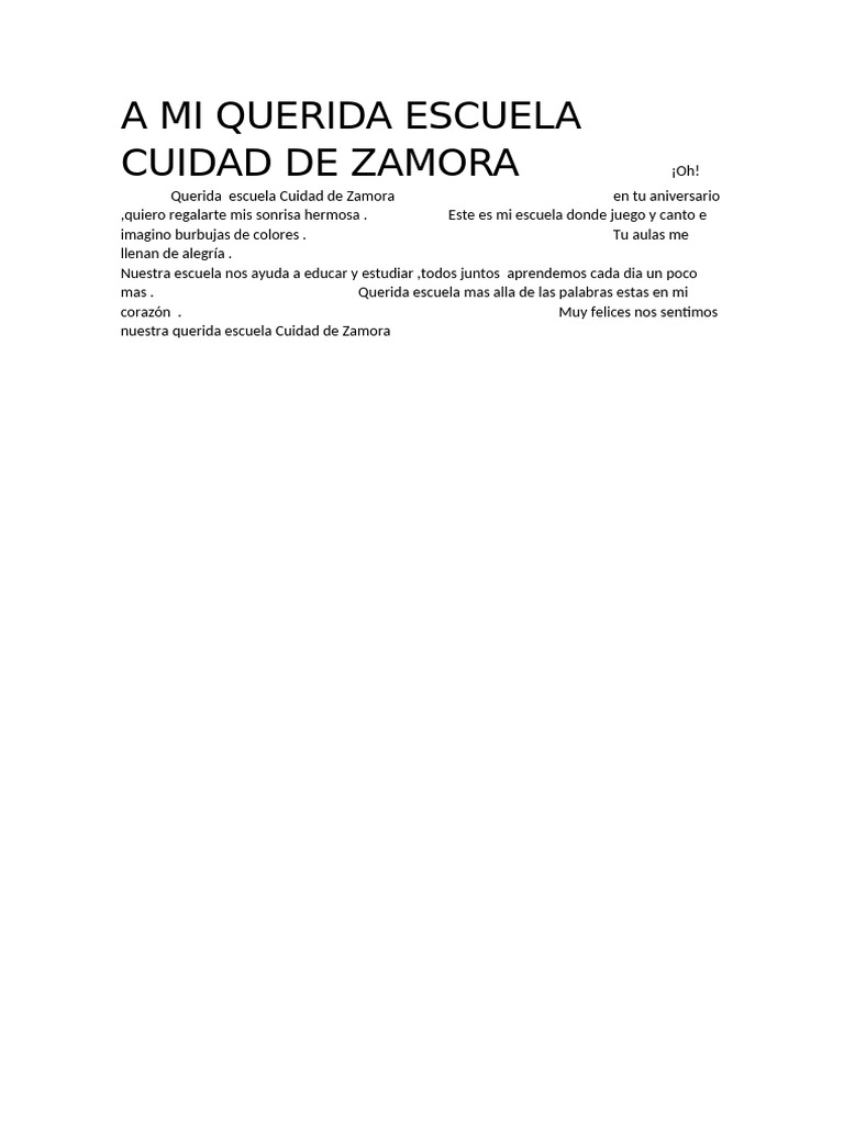 A Mi Querida Escuela Cuidad de Zamora | PDF
