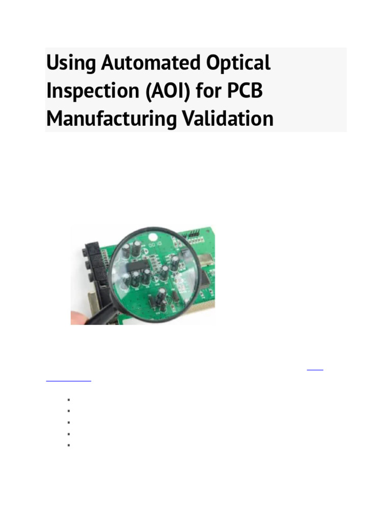 Using Automated Optical Inspection | PDF Using Automated Optical Inspection | PDF