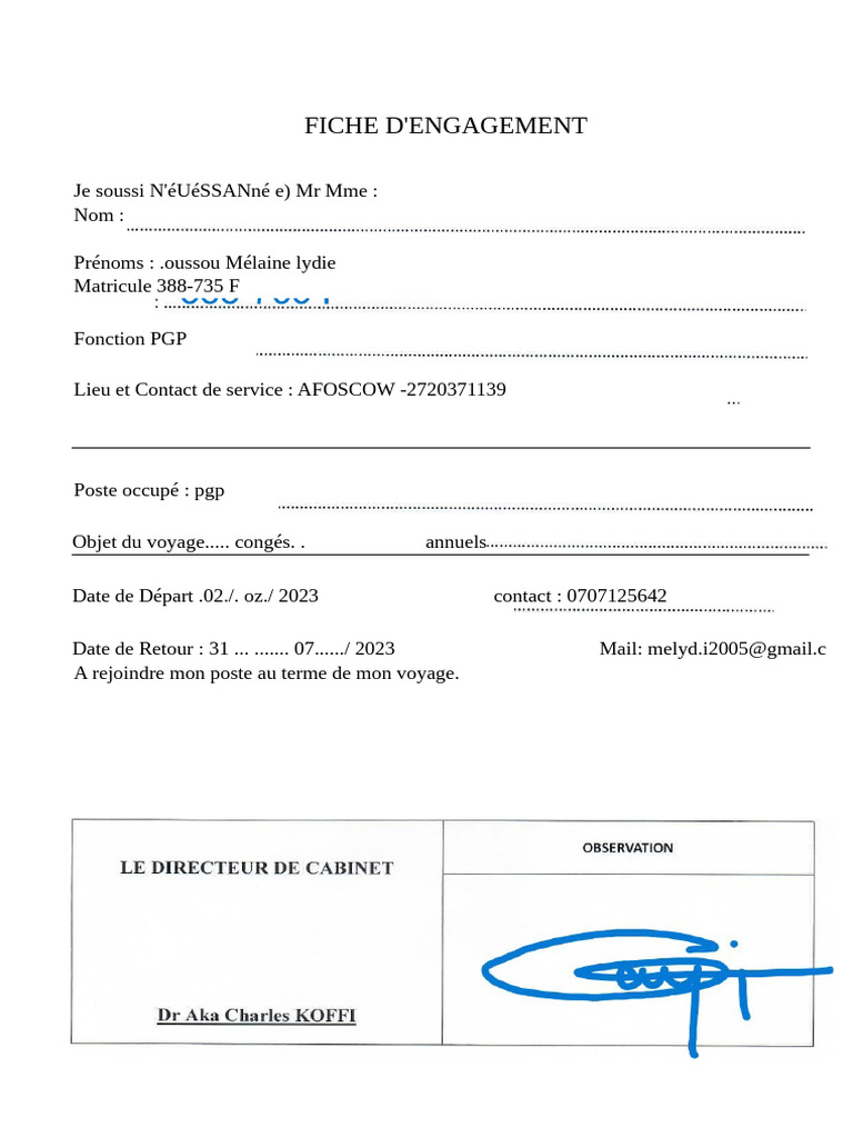 Fiche D'Engagement | PDF