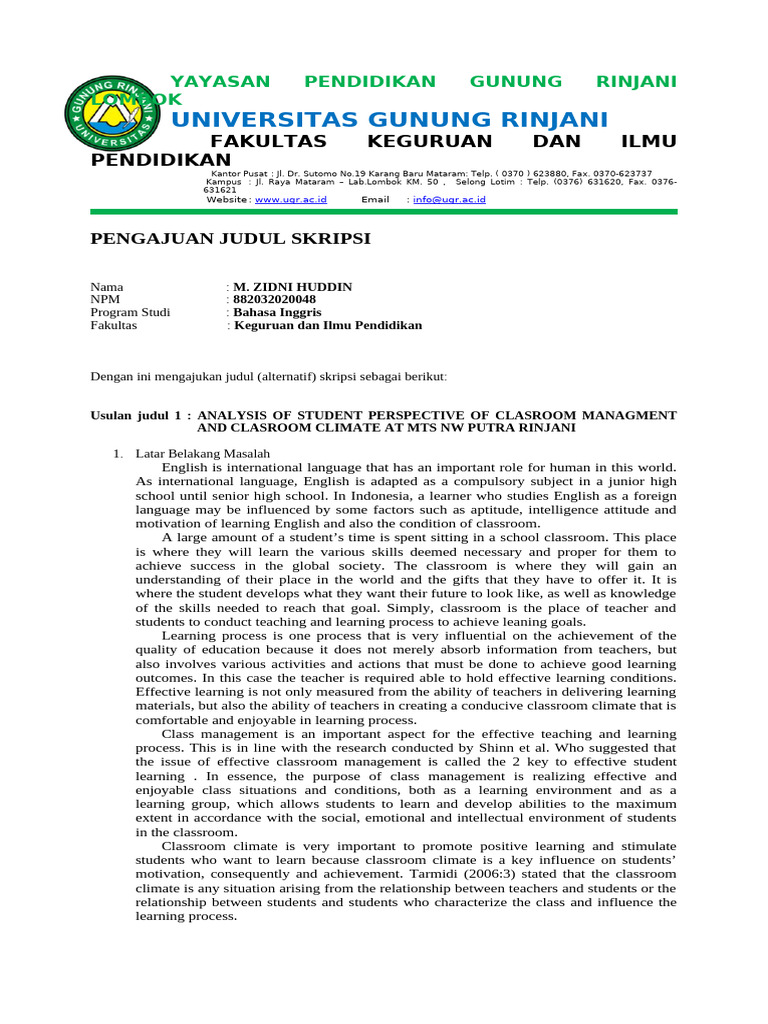 Pengajuan Judul Skripsi | PDF