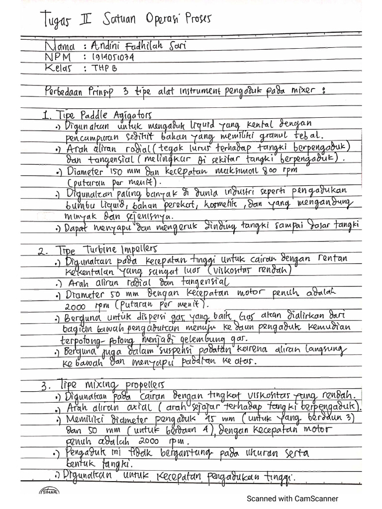 Tugas 2 SOP - Andini Fadhilah Sar - 1914051034 - THP B | PDF