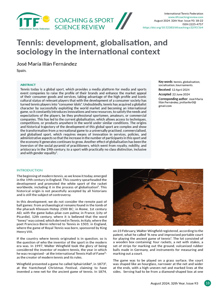 Tennis: Development, Globalisation, and Sociology in The International ...