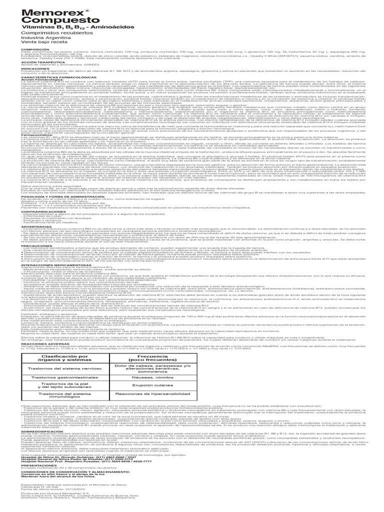 Memorex Compuesto Unif | PDF | Vitamina B12 | Salud y bienestar