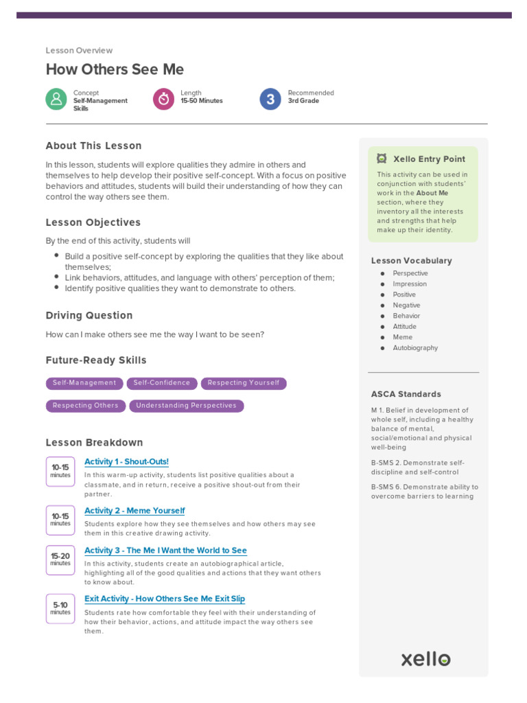 How Others See Me Lesson Plan | PDF