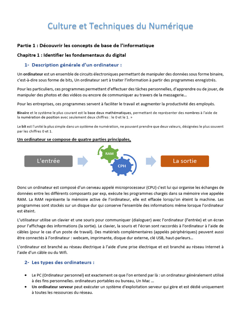Culture Et Technique Du Numerique - Chapitre 1-1 | PDF