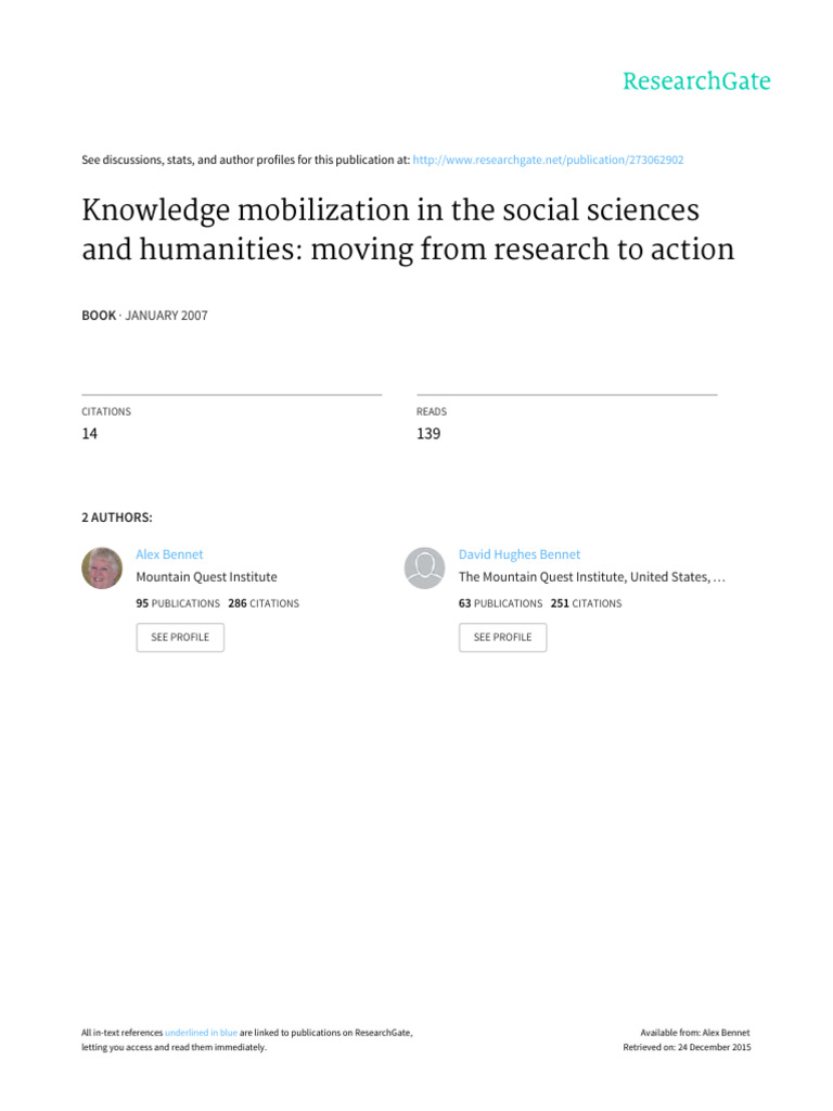 Knowledge Mobilization in The Social Sciences and Humanities Moving From Research To Action | PDF