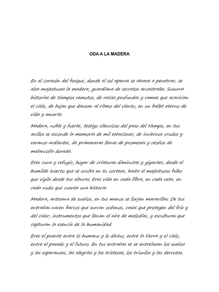 POEMA, ODA A LA MADERA | PDF