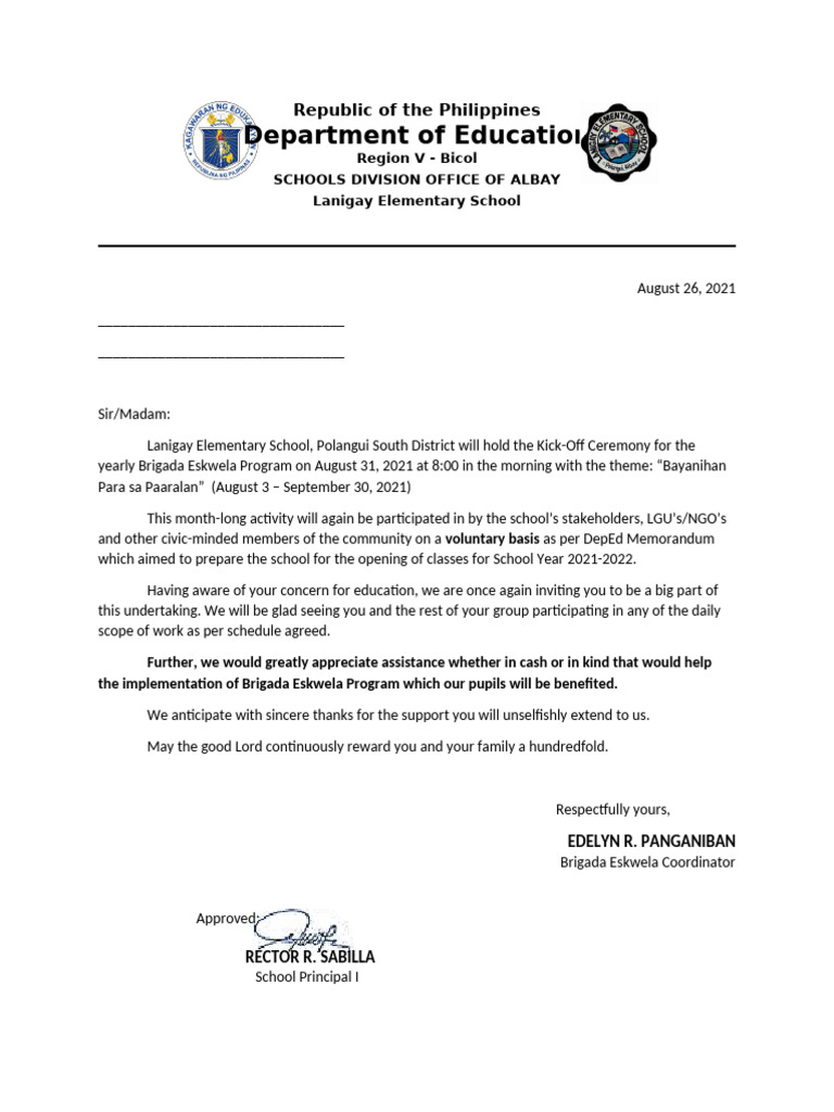 Brigada-Solicitation Letter | PDF