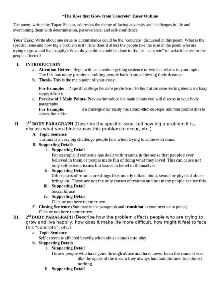 The Rose That Grew From Concrete Writeable Outline-1 | PDF