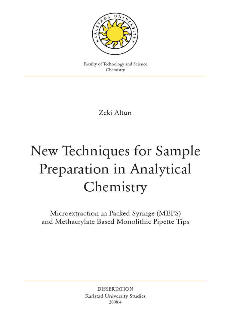 New Techniques For Sample Preparation in Analytical Chemistry | PDF