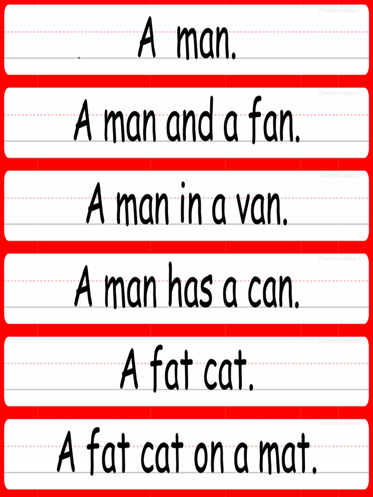 CVC Sentences English Book 1A | PDF