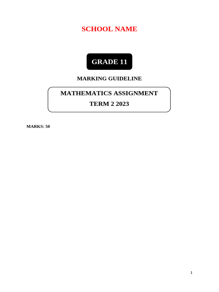 Grade 11 Assignment Marking Guideline | PDF