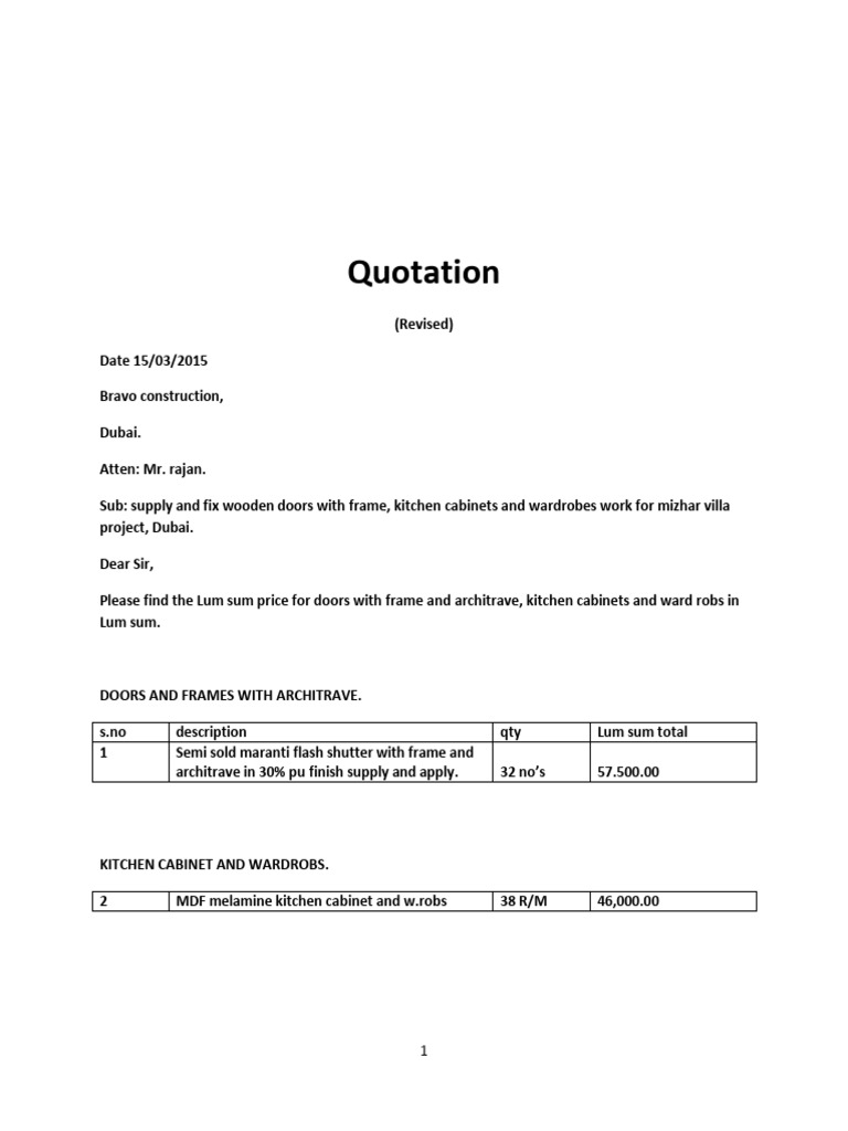 Sample Quotation | PDF