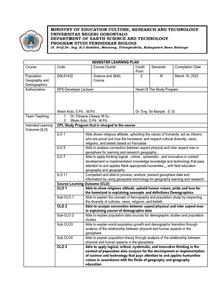 Lesson Plan - Geography Ed. - Geography of Population and Demography ...