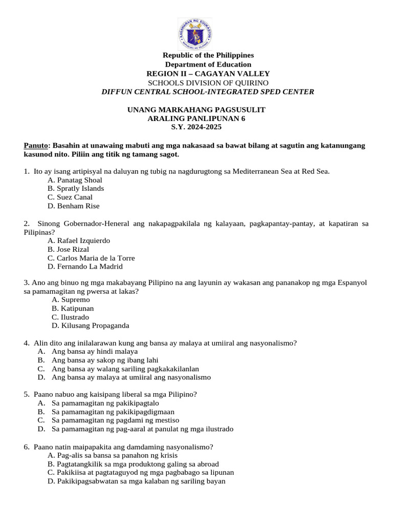 Ap 6 - Quarter 1 | PDF