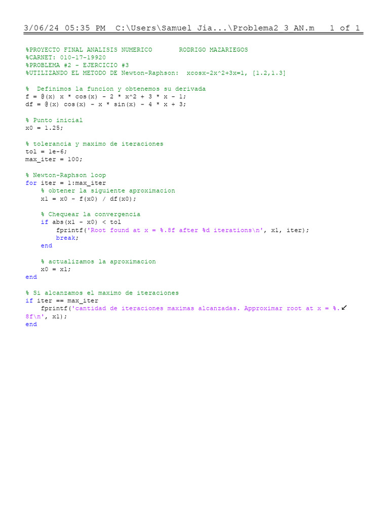 Problema2 3 An.m | PDF