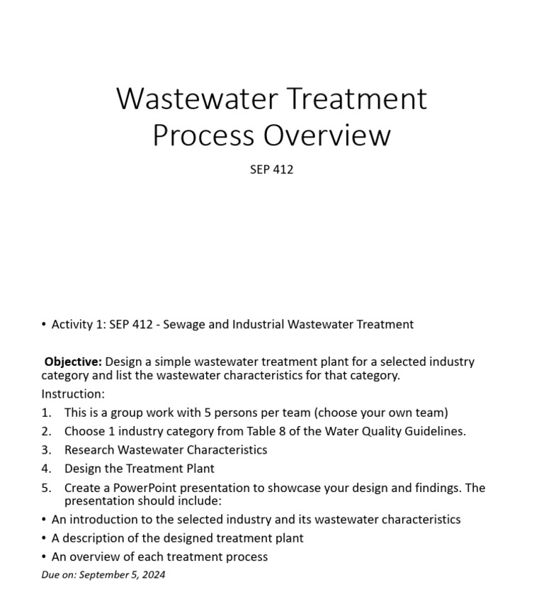 Wastewater Treatment Process Overview | PDF