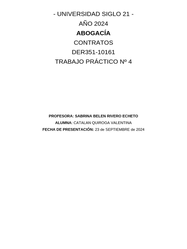 Trabajo Practico N4 - Contratos | PDF