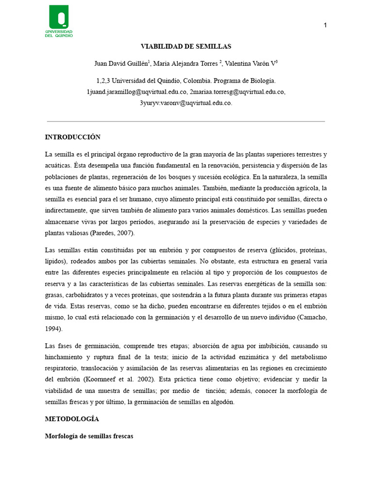 Viabilidad de Semillas y Germinación | PDF | Semilla | Hogar ...