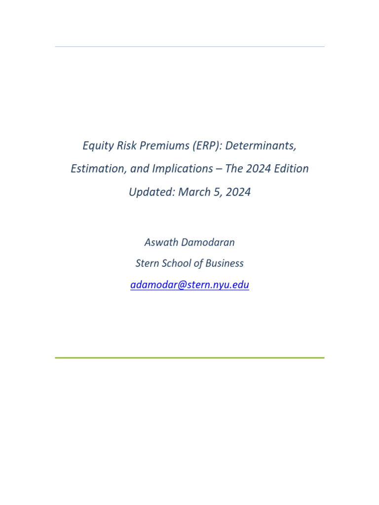 Equity Risk Premiums (ERP) | PDF