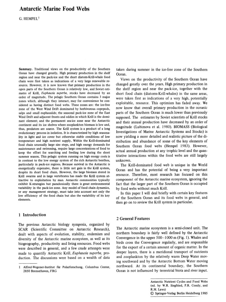 Antarctic Marine Food Webs | PDF