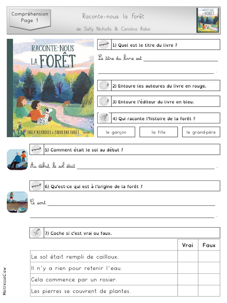 Fiches de Comprehension Raconte Nous La Foret Debut de Phrases Aides ...