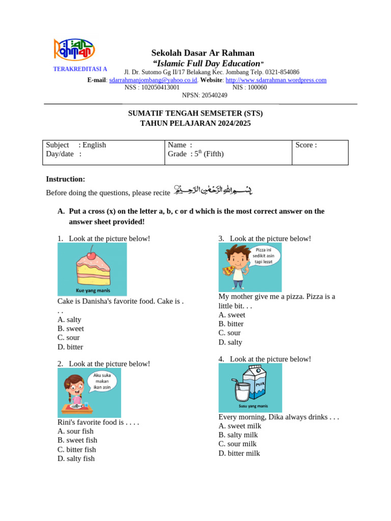 STS ENGLISH KELAS 5 | PDF