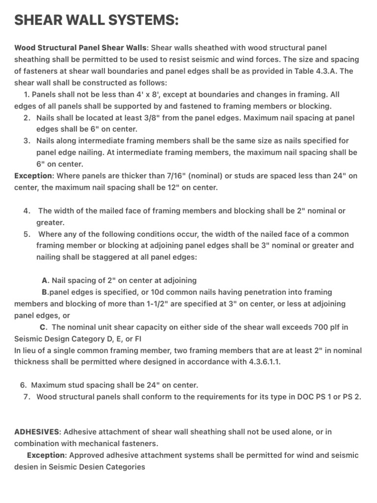 Shear Panel Blocking Requirements | PDF | Framing (Construction) | Adhesive