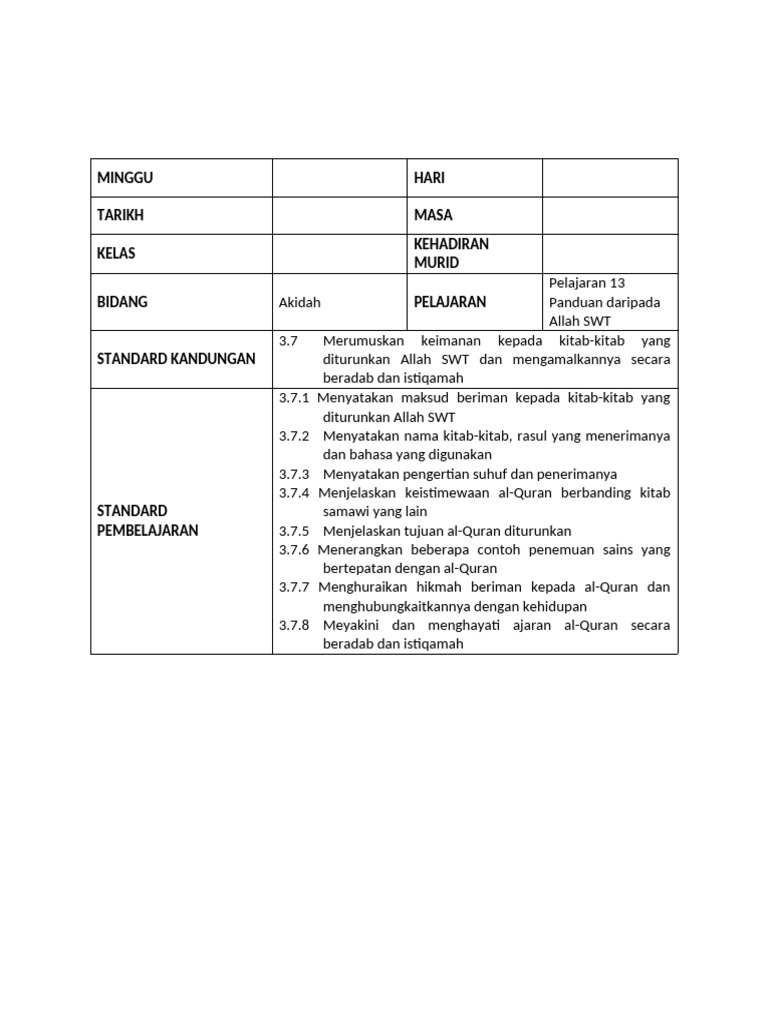 Pelajaran 13 Panduan Daripada Allah SWT | PDF
