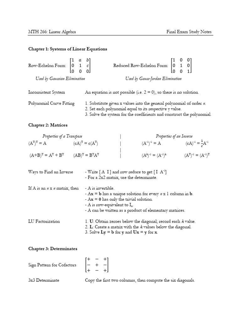 MTH 266 Study Notes | PDF