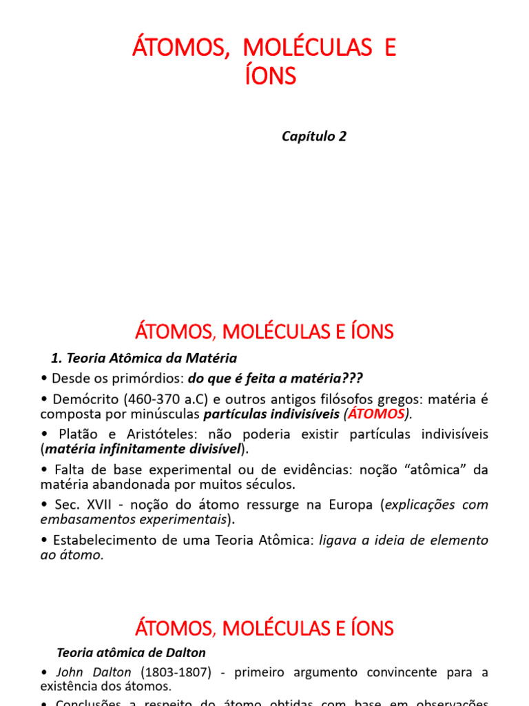 ÁTOMOS, MOLÉCULAS E ÍONS | PDF