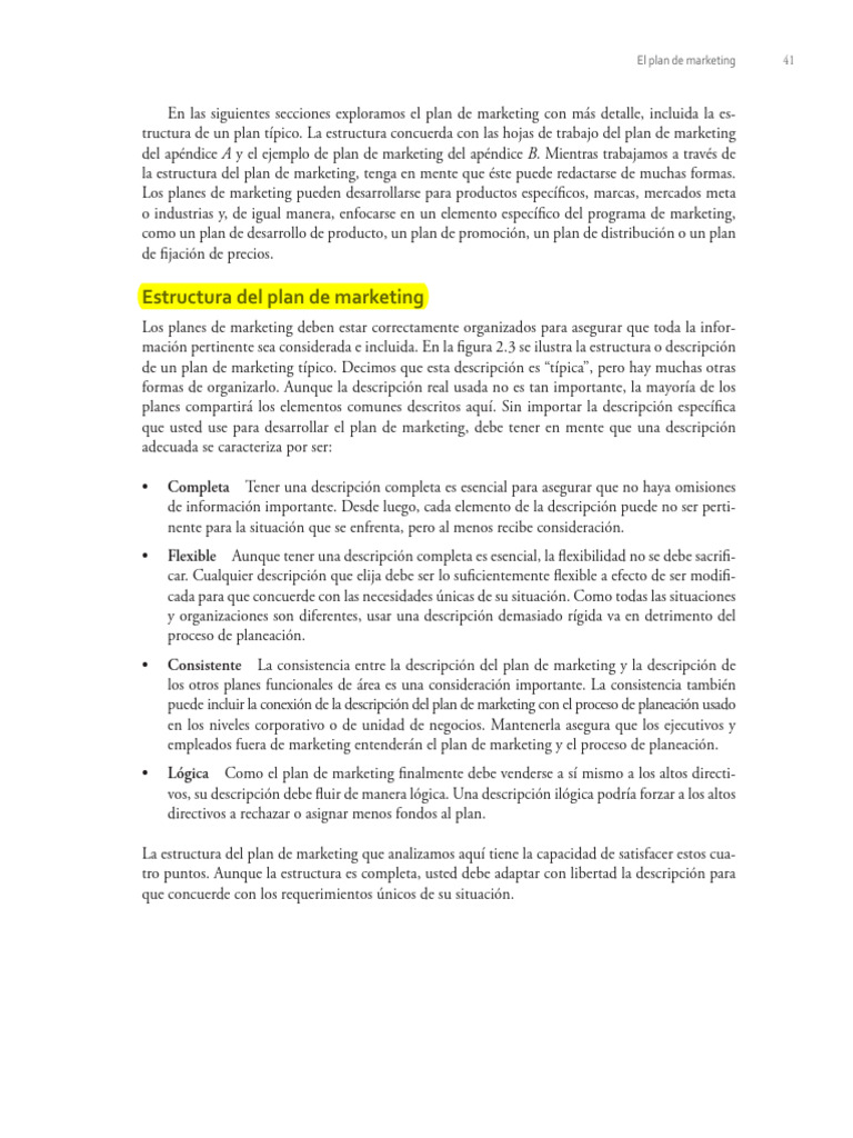 Lectura Estructura plan de mercadeo | PDF