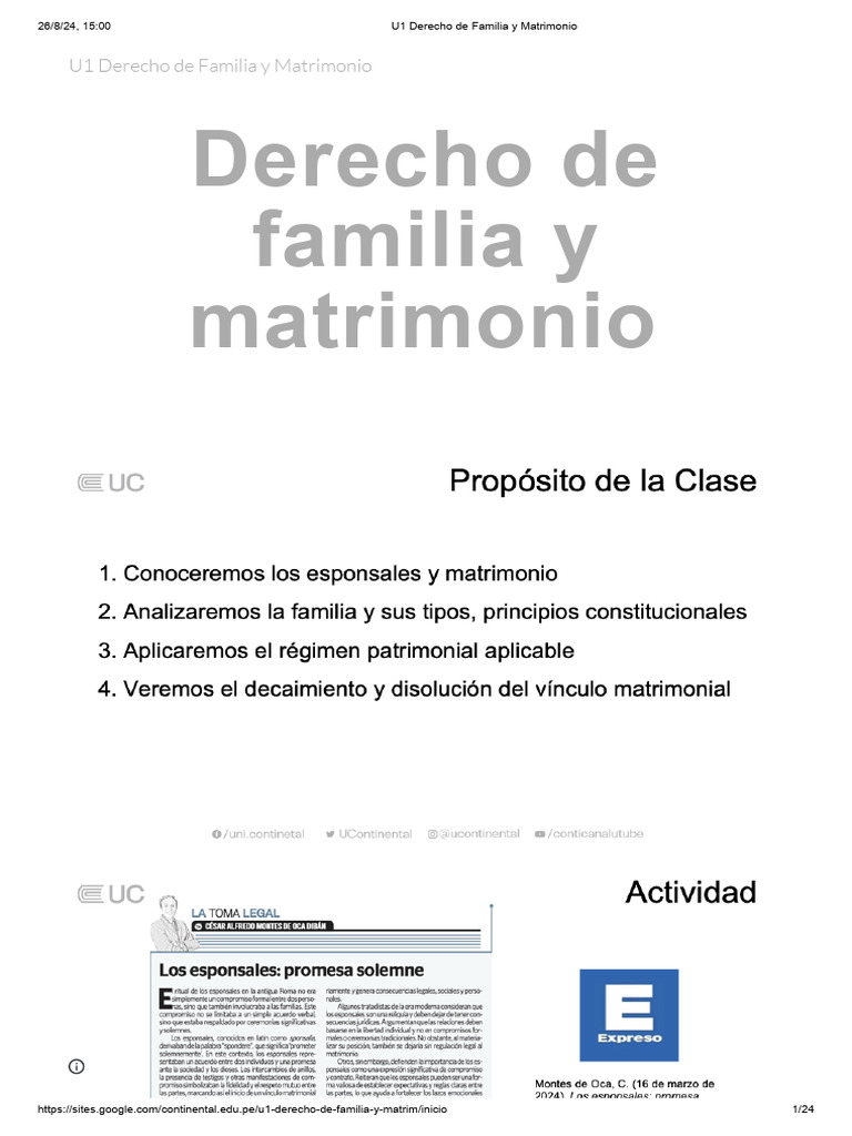 Diapo. Docente. U1 Derecho de Familia y Matrimonio | PDF
