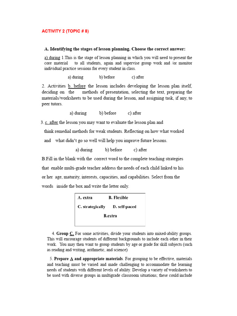 Reganion Activity 2 Topic # 8-1 | PDF | Lesson Plan | Career & Growth