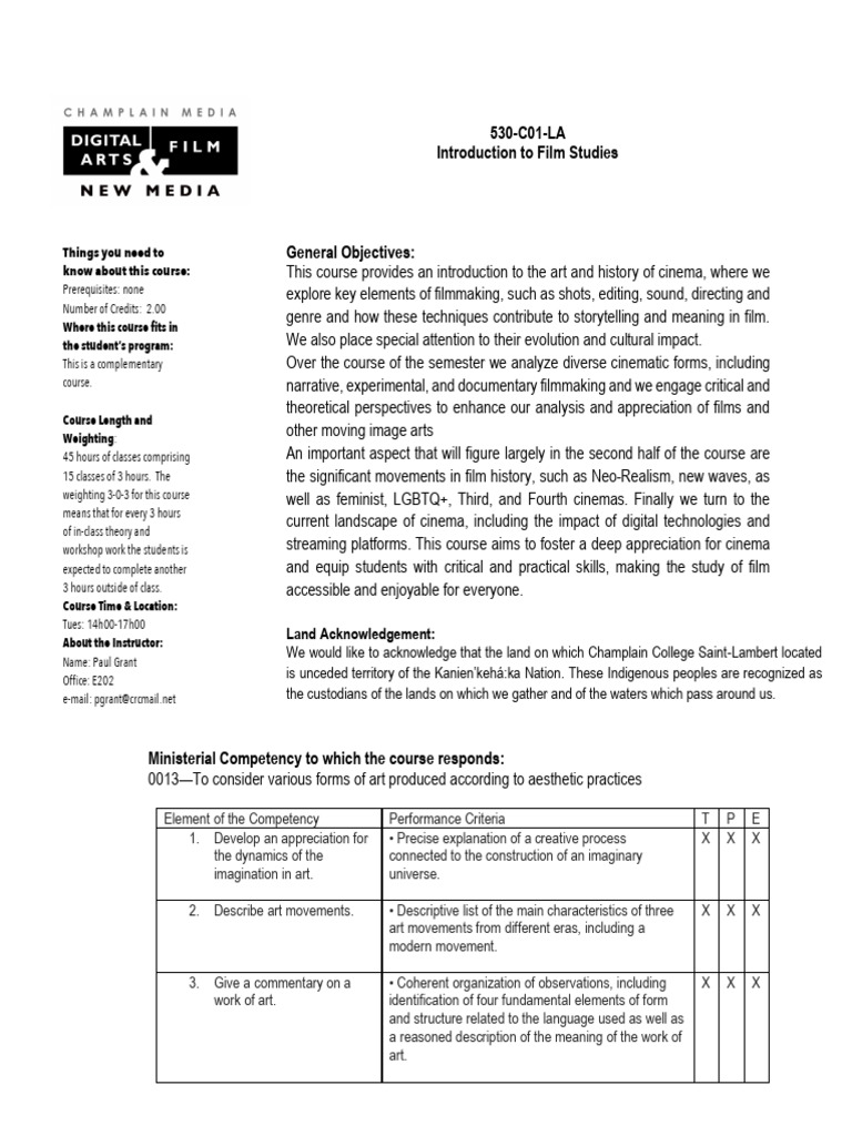 F2024 Intro To Film Studies Syllabus FINAL F2024 Intro To Film Studies Syllabus FINAL 530-C01-LA ...