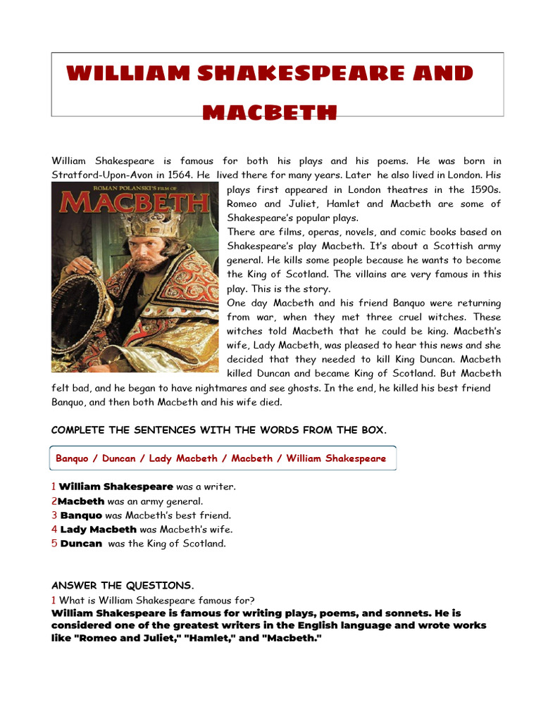 Easy Reading Shakespeare and Macbeth 157339 | PDF