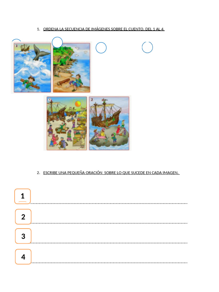 Ordena La Secuencia de Imágenes Sobre El Cuento | PDF
