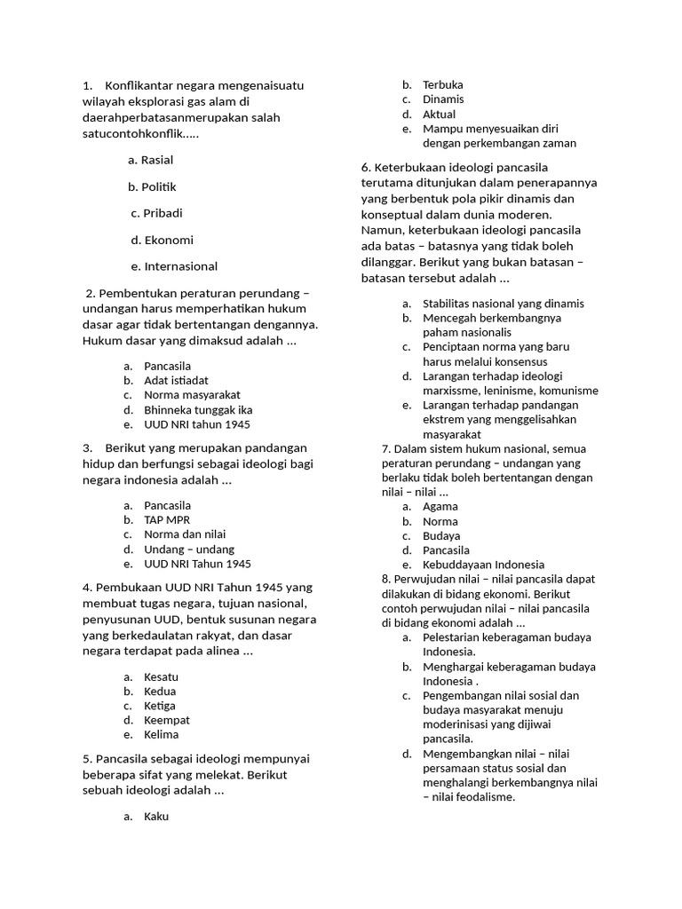 Latihan PG PKN Harian Kl11 Genap | PDF